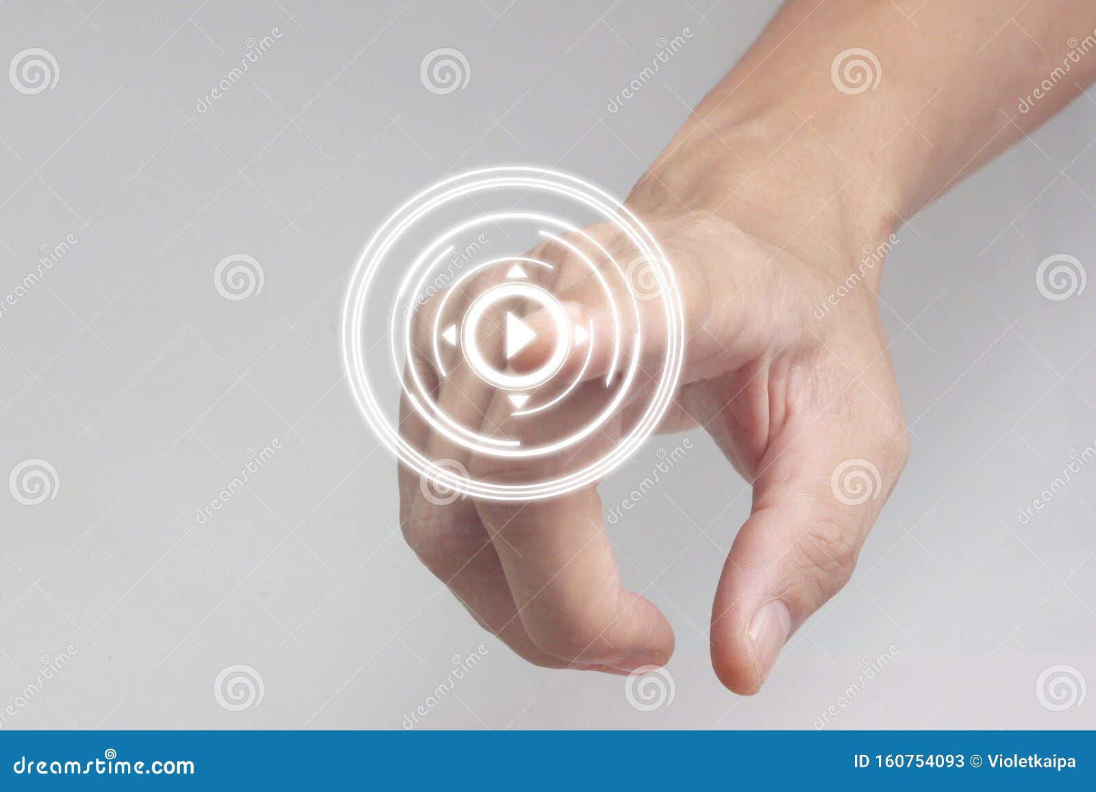 Hands Touching Button Screen Interface Global Connection Customer ...
