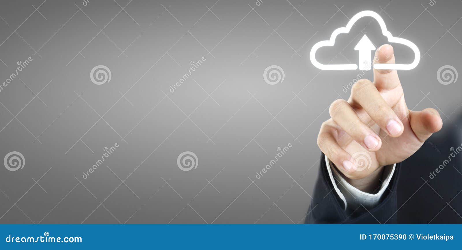 Hands Touching Button Screen Interface Global Connection Customer ...