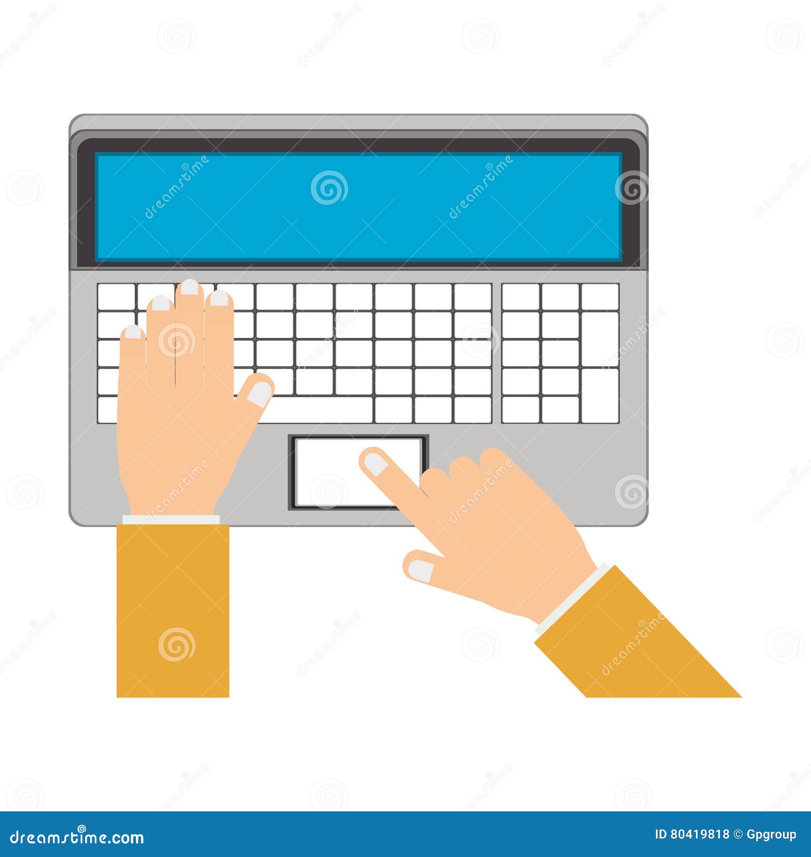 Hands touching a computer stock vector. Illustration of fist - 80419818