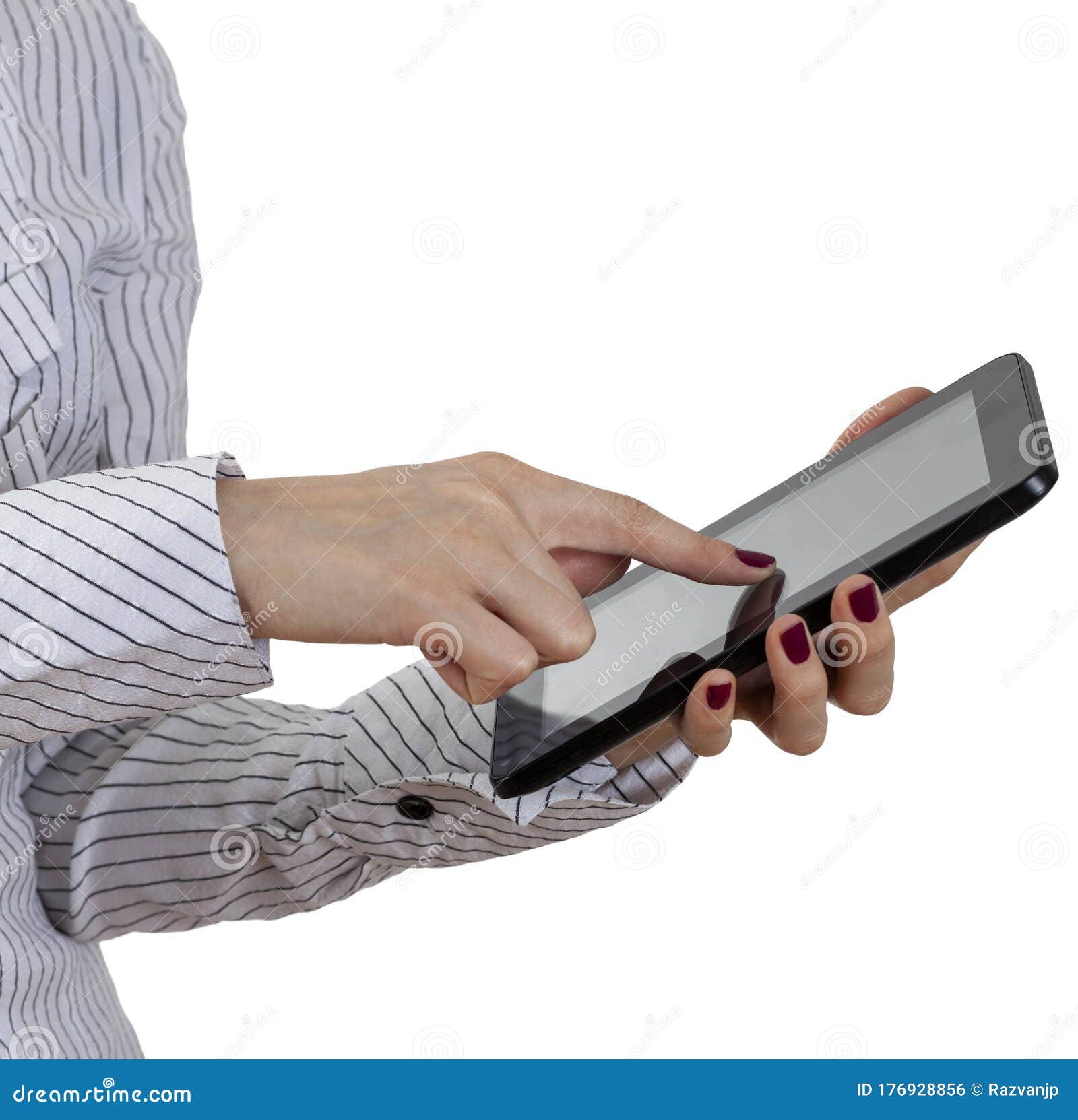 Hands Touching the Screen stock photo. Image of person - 176928856