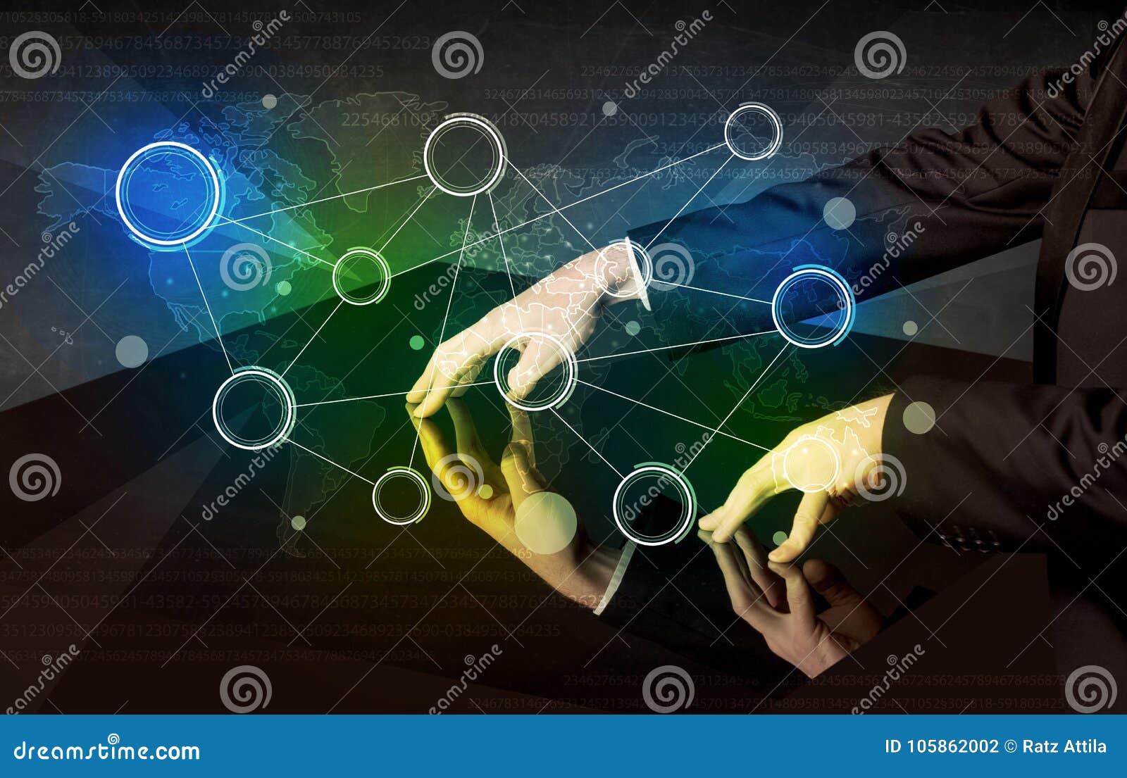 Hands Touching Interactive Table Stock Photo - Image of light, hand ...