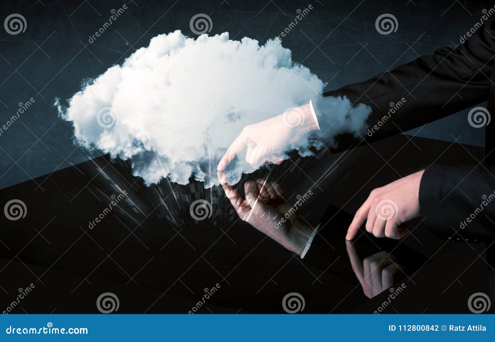 Hands Touching Interactive Table Stock Photo - Image of display ...
