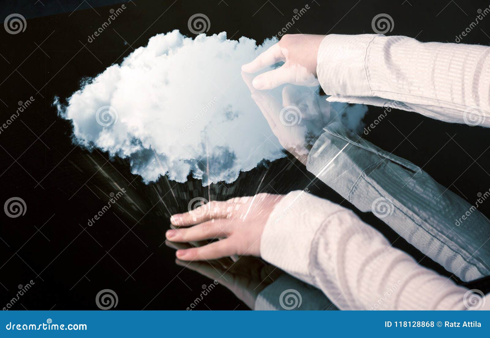 Hands Touching Interactive Table Stock Photo - Image of fingers, data ...