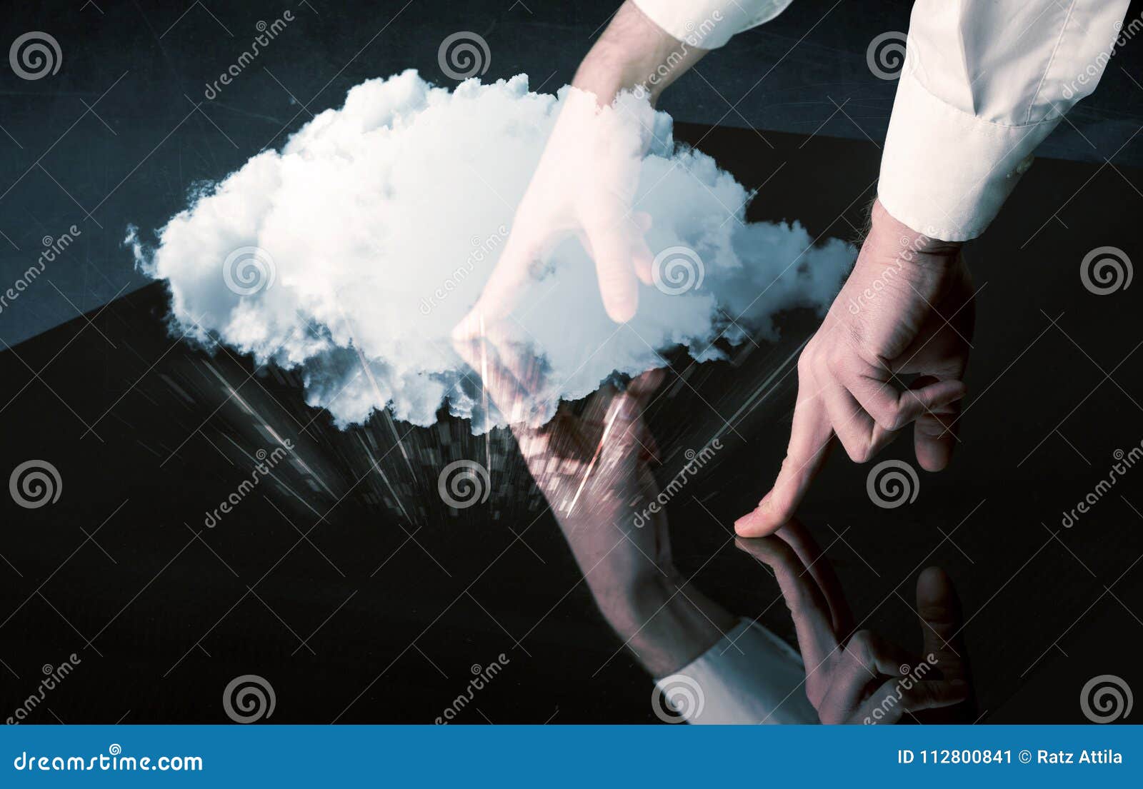 Hands Touching Interactive Table Stock Image - Image of cyber ...