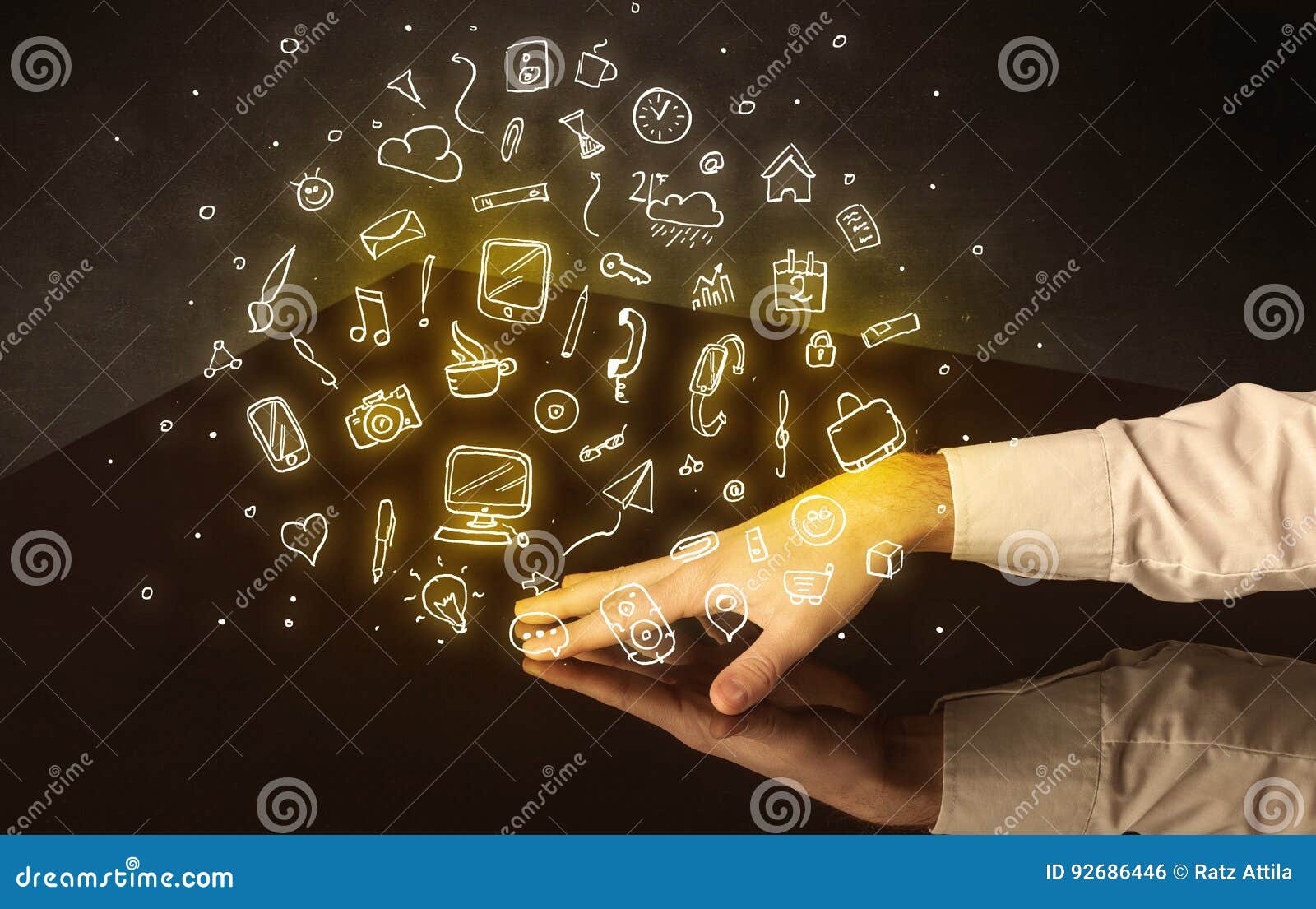 Hands Touching Interactive Table Stock Photo - Image of interface ...