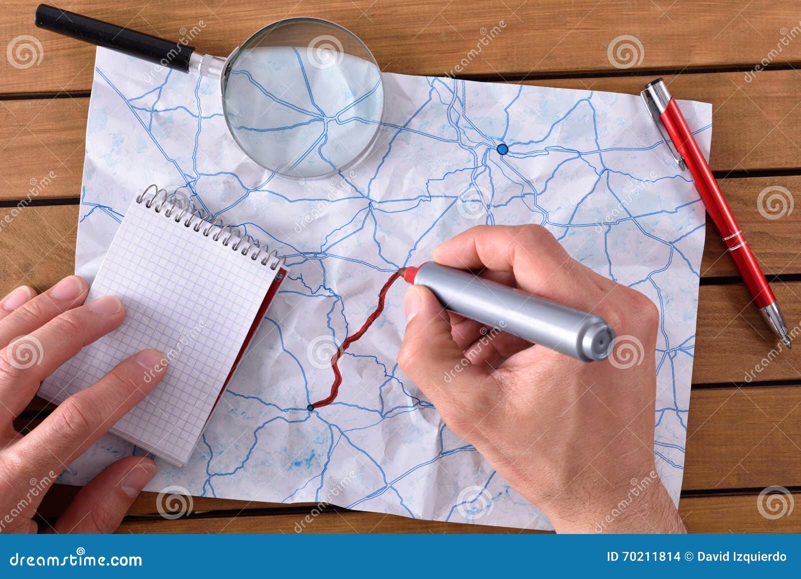 Hands Tracing a Path on a Map Stock Photo - Image of annotate, symbol ...