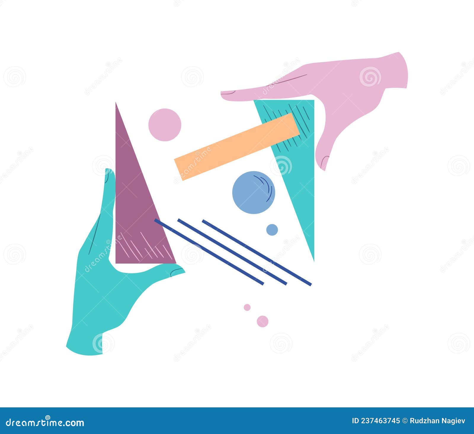 Hands with triangles stock vector. Illustration of element - 237463745