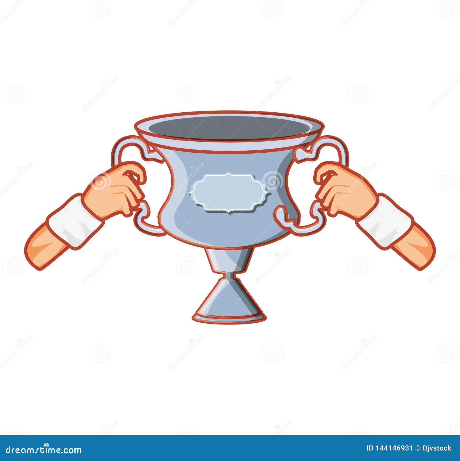 Hands with Trophy Award Cup Stock Illustration - Illustration of ...
