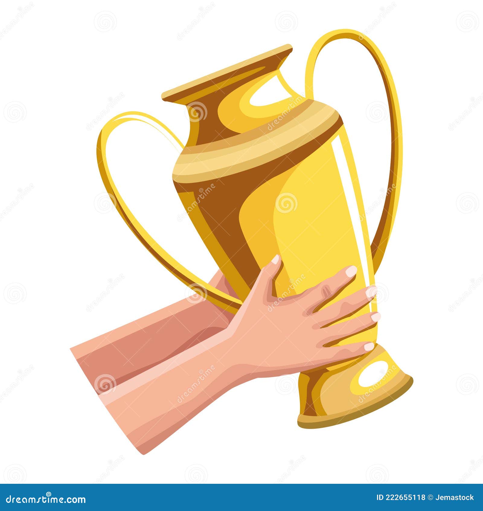 Hands with trophy stock vector. Illustration of victory - 222655118