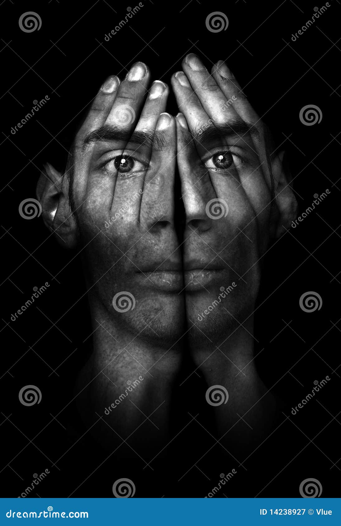 Hands trying to cover eyes stock image. Image of artwork - 14238927