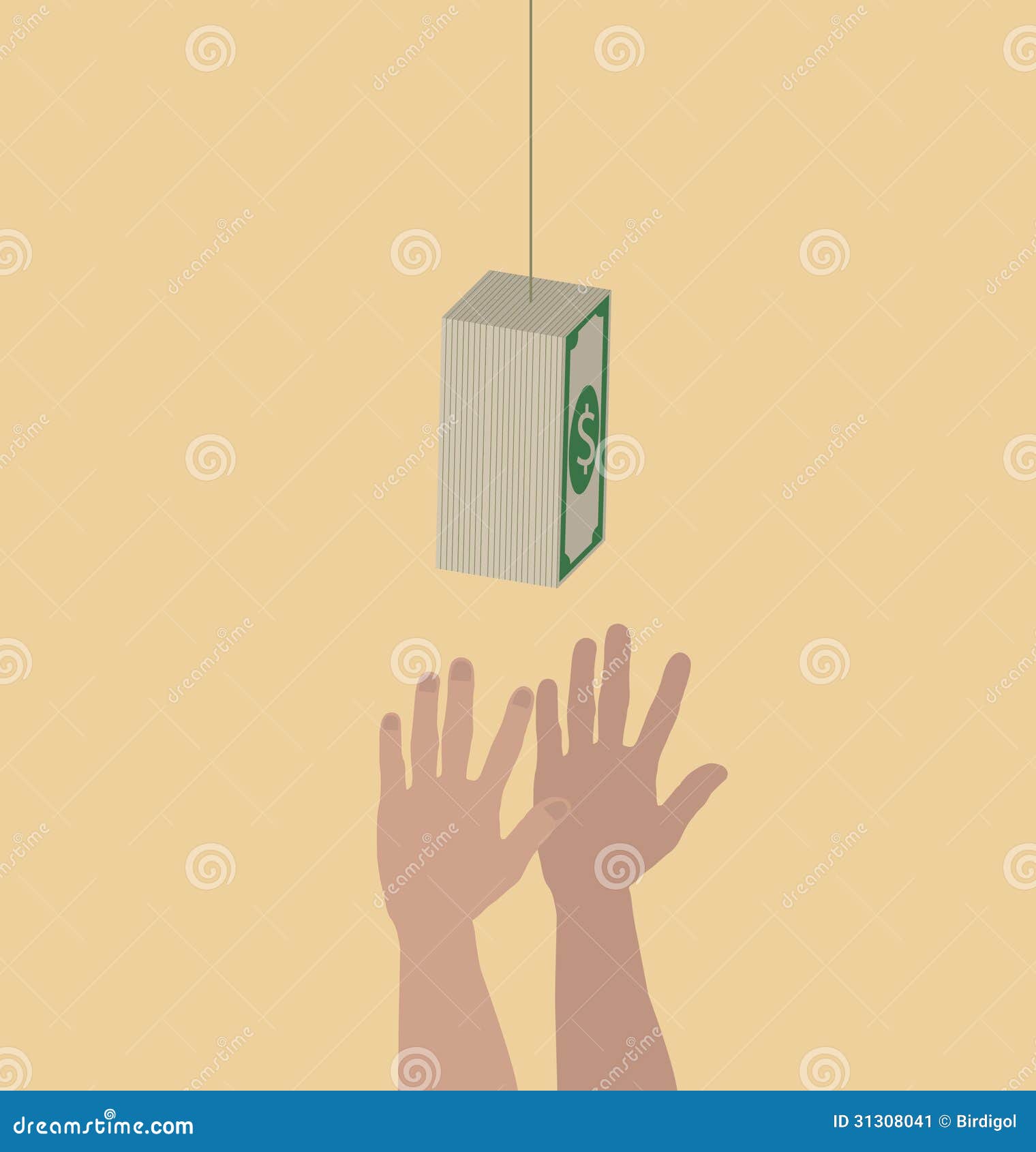 Hands Trying To Reach Hanging Money Stock Vector - Illustration of bank ...