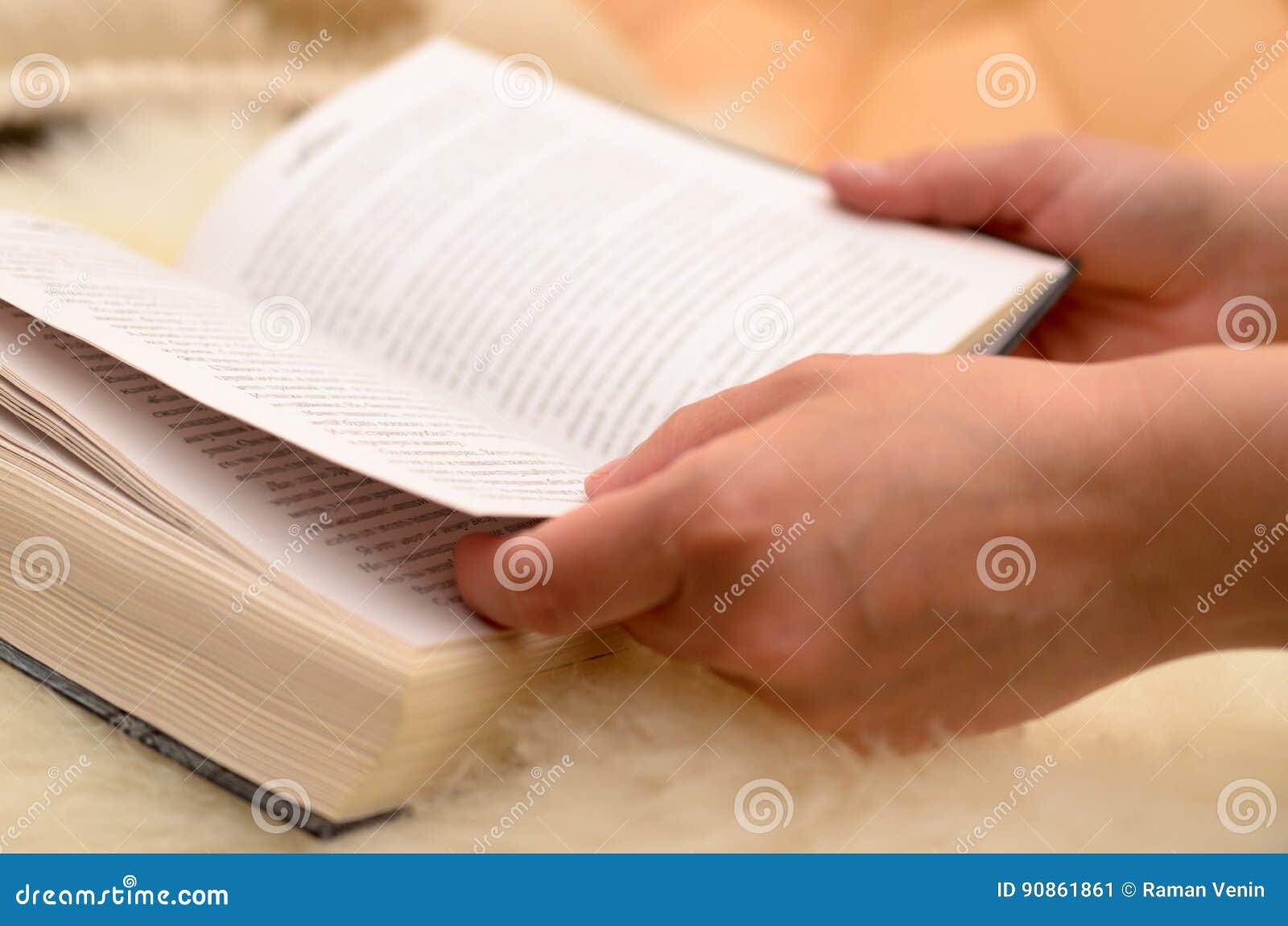 Hands Turn a Book and Lead it To Pages. Stock Image - Image of thumb ...