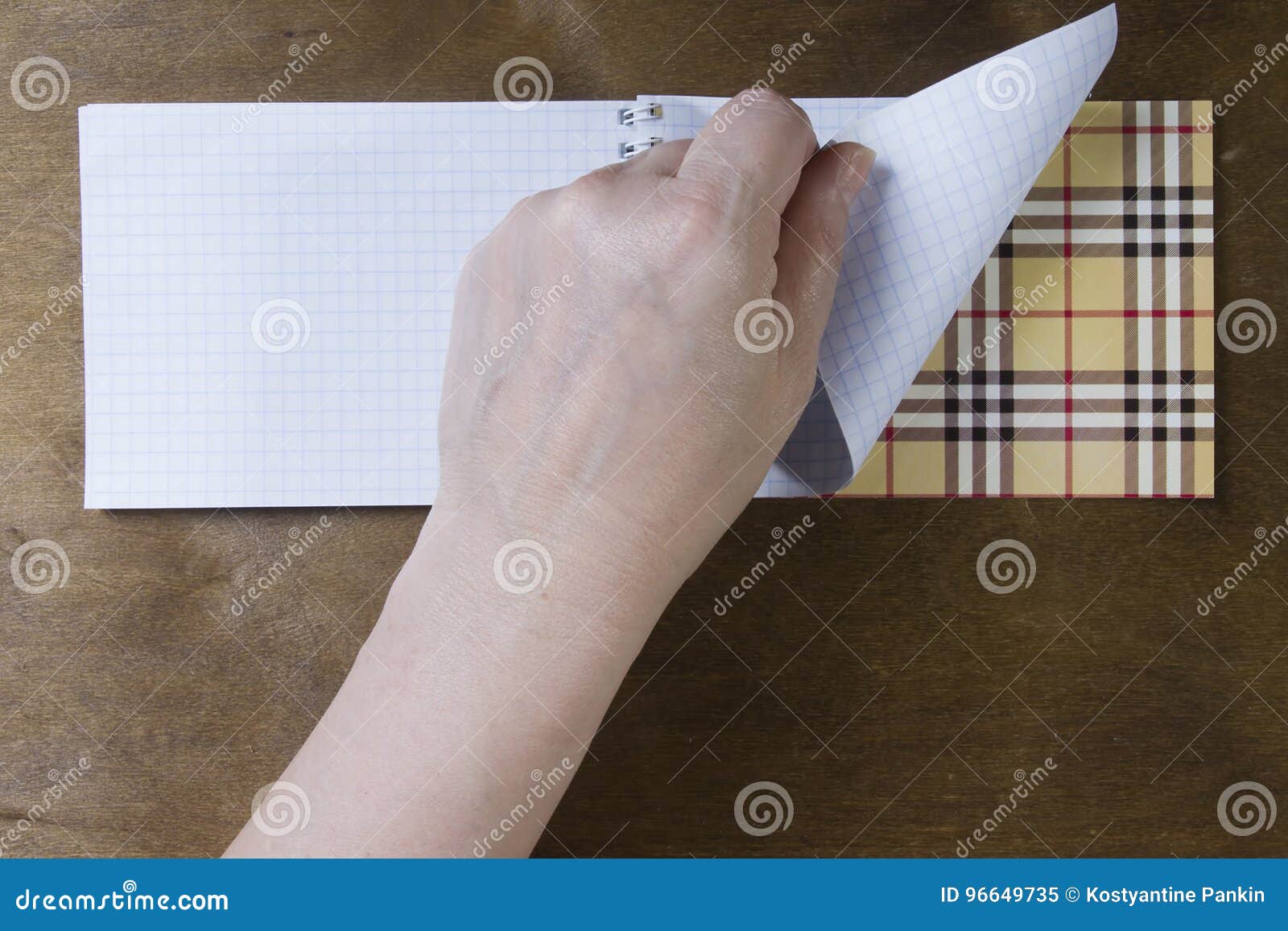 Hands Turn Pages of the Notebook Stock Image - Image of centre, mock ...