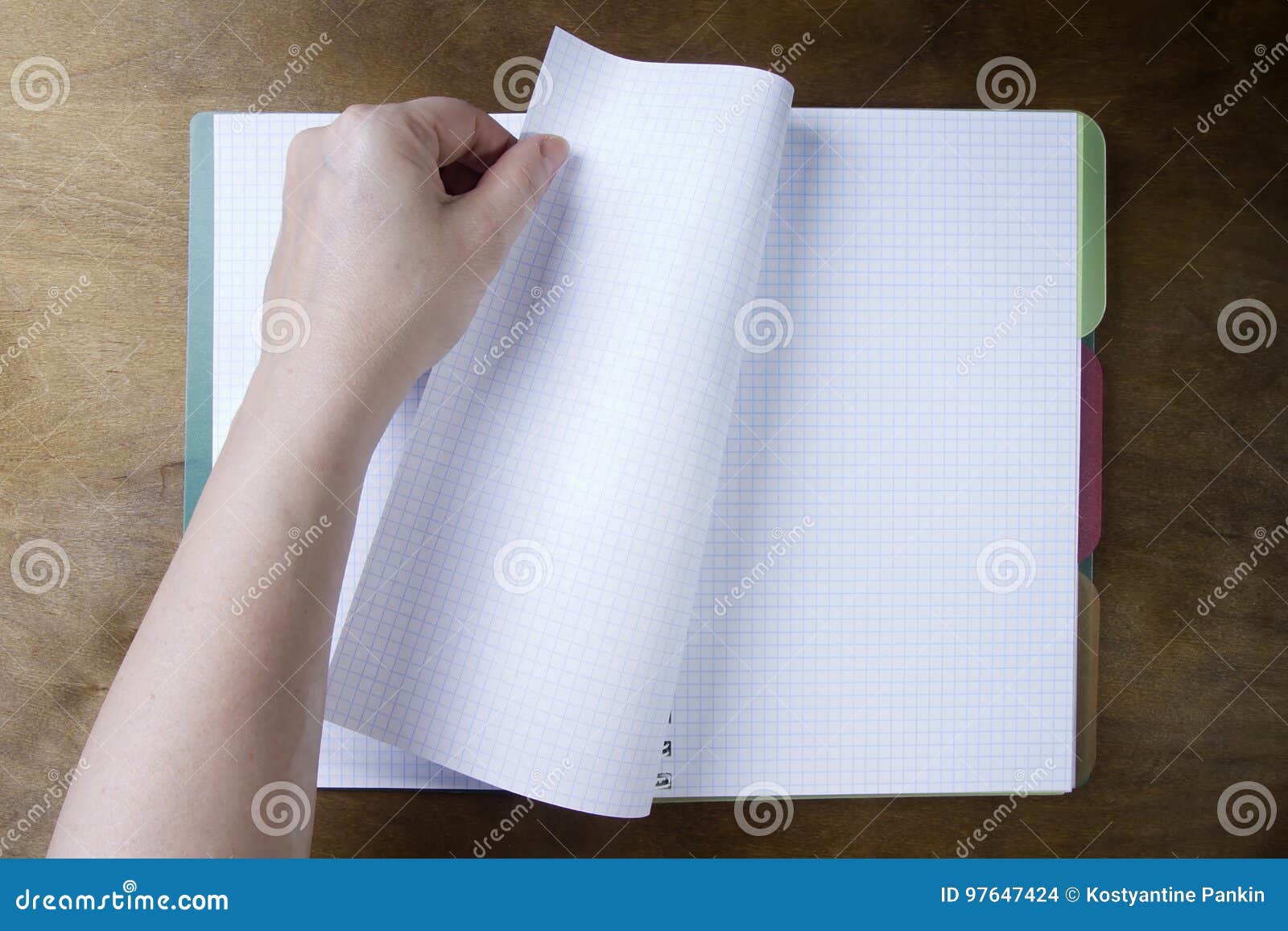 Hands Turn Pages of the Notebook Stock Photo - Image of flip, design ...