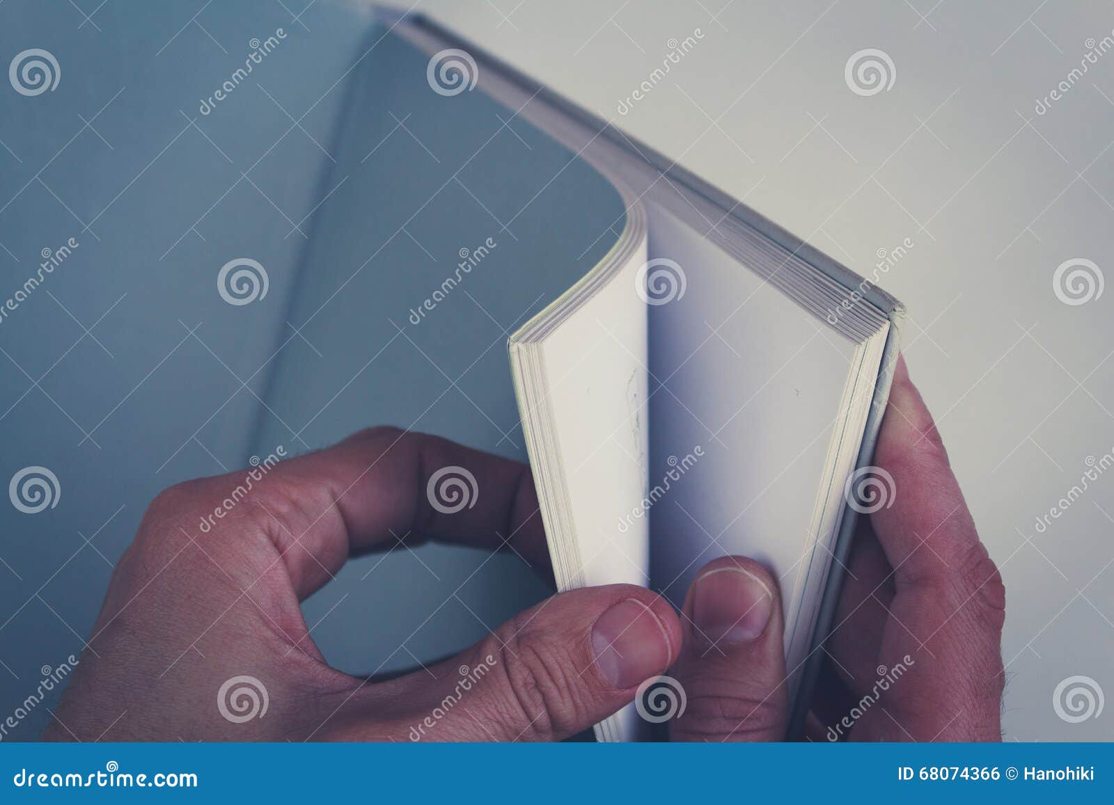 Hands Turning Pages In Empty Book With Blank Pages Royalty-Free Stock ...