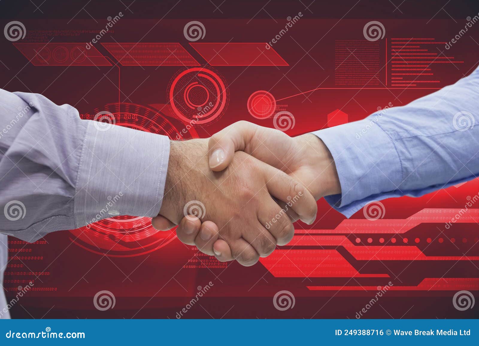 Hands of Two Diverse Businessmen Shaking Hands Against Digital ...