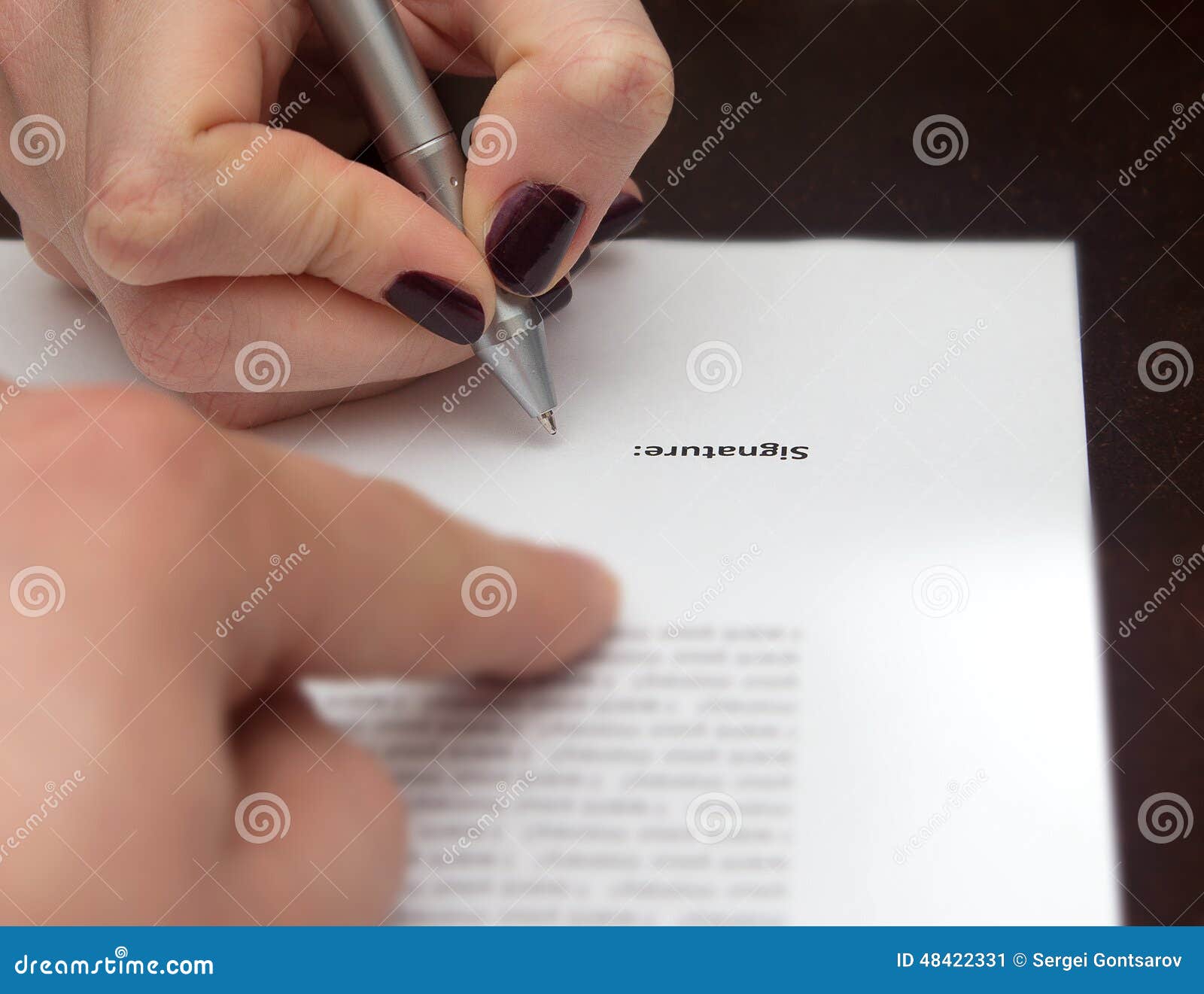 Hands of Two People Signed the Document Stock Image - Image of notarize ...