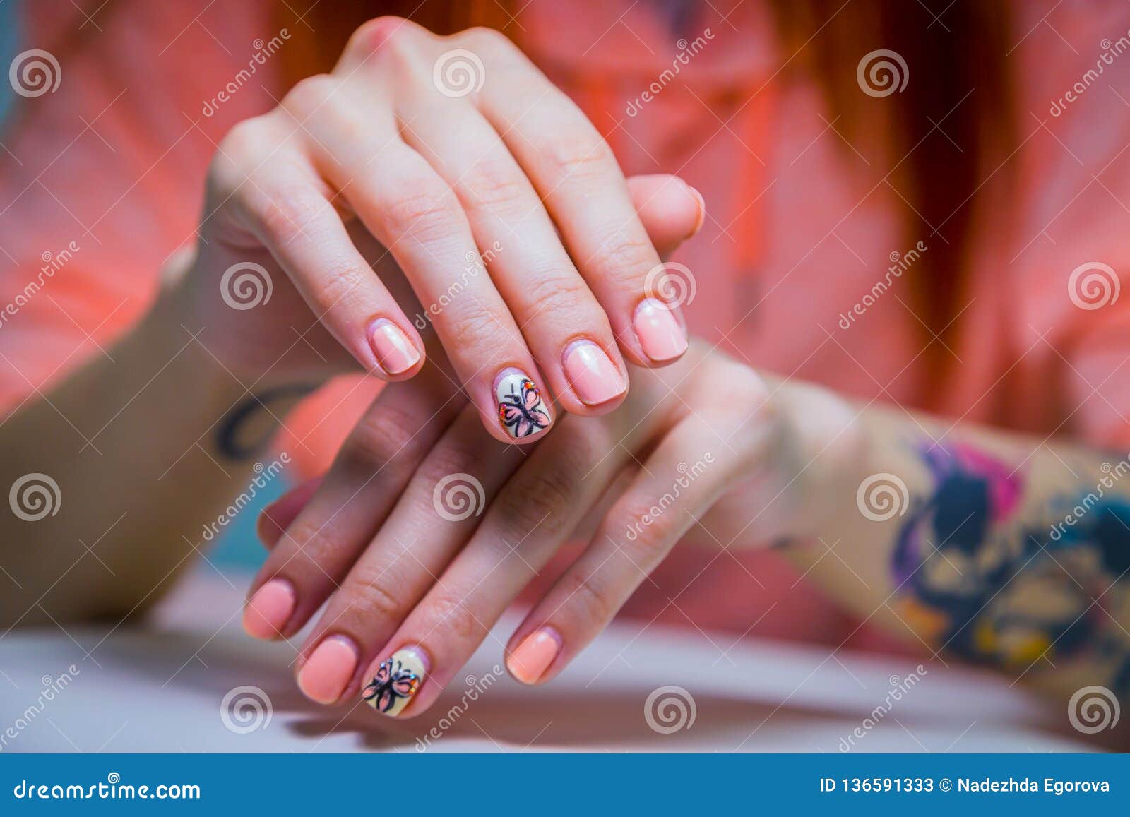 Hands with Two Week Shellac. before Hardware Manicure Stock Image ...
