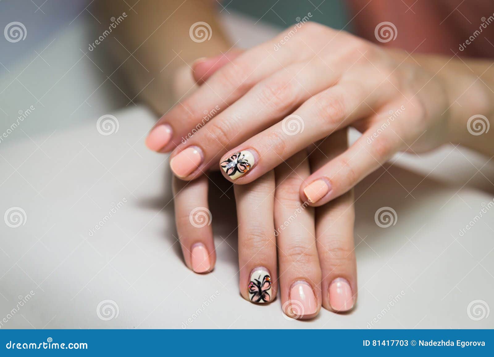 Hands with Two Week Shellac. before Hardware Manicure Stock Image ...