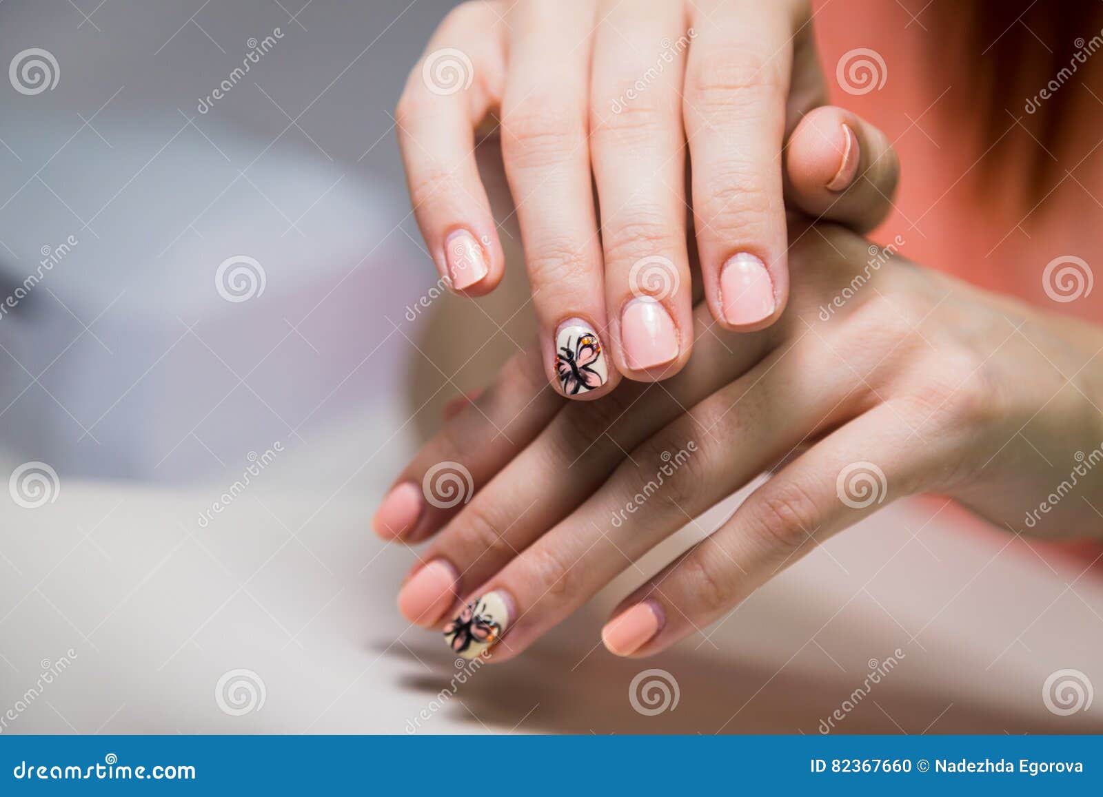 Hands with Two Week Shellac. before Hardware Manicure Stock Photo ...