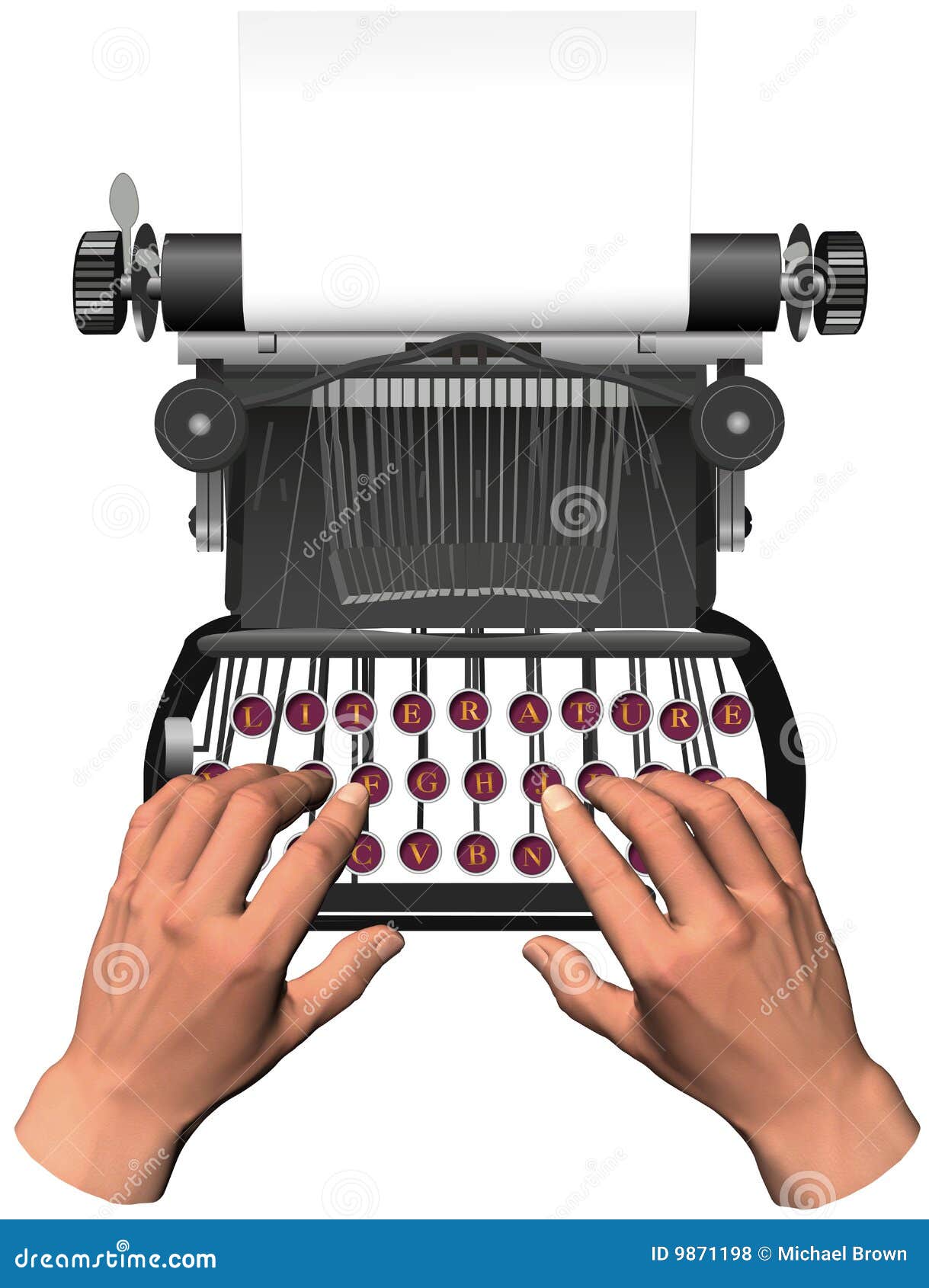 Hands Type on Antique Typewriter Copyspace Stock Illustration ...