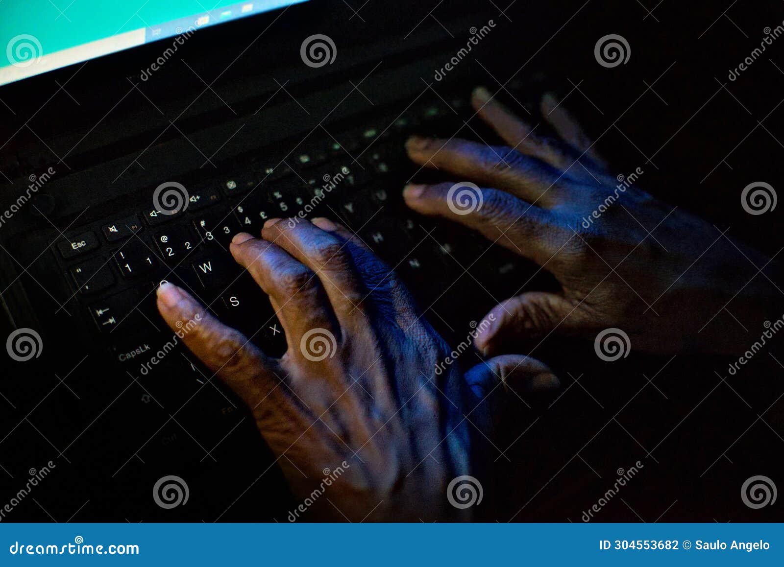 Hands Type on a Computer Keyboard with the Purpose of Spreading Fake ...