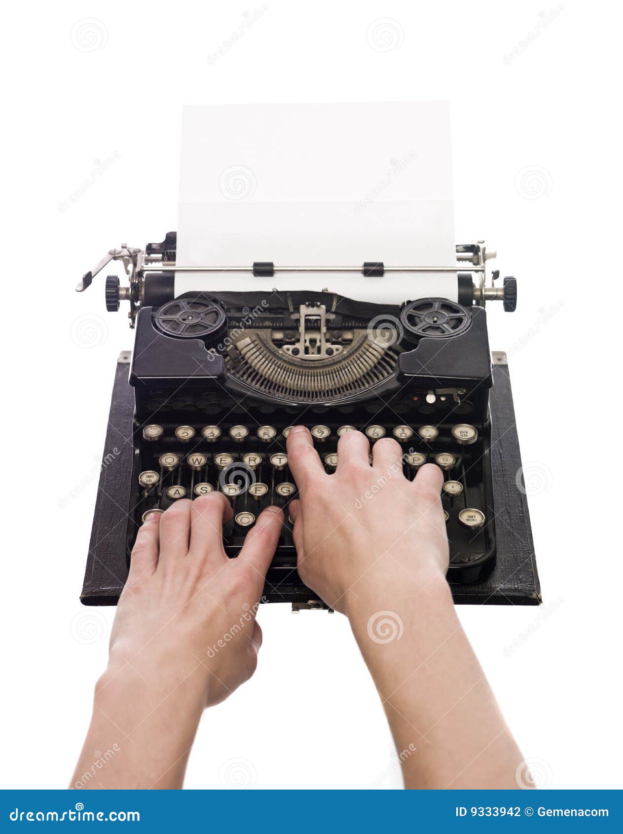 Hands on a typewriter stock photo. Image of fingers, vintage - 9333942
