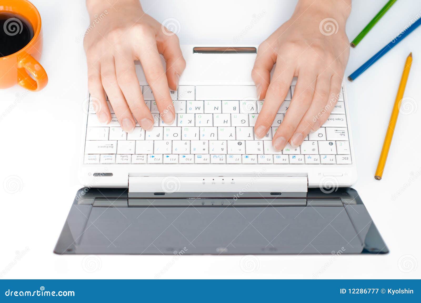 Hands typing on computer stock image. Image of girl, woman - 12286777