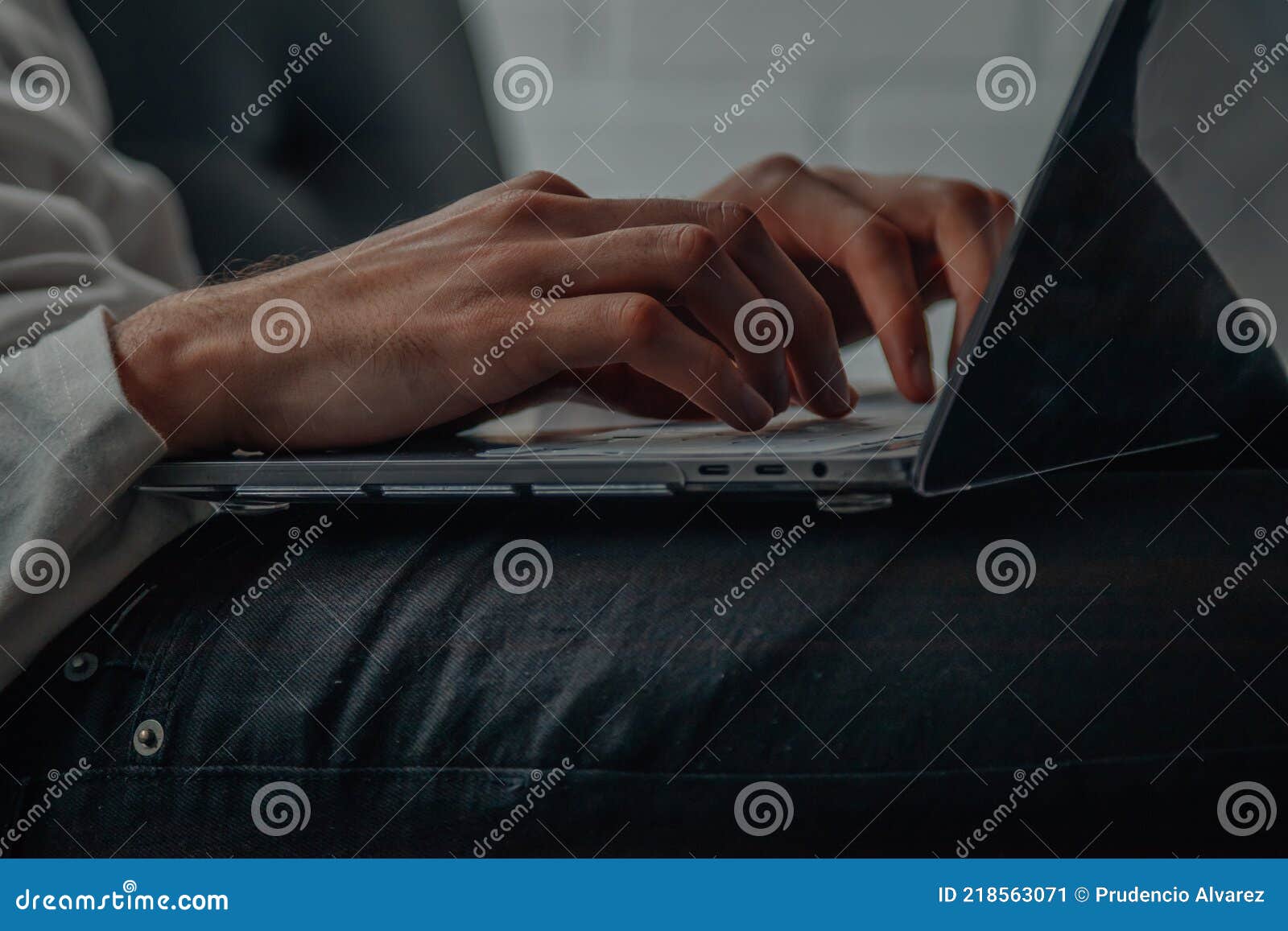 Hands typing on computer stock image. Image of typing - 218563071