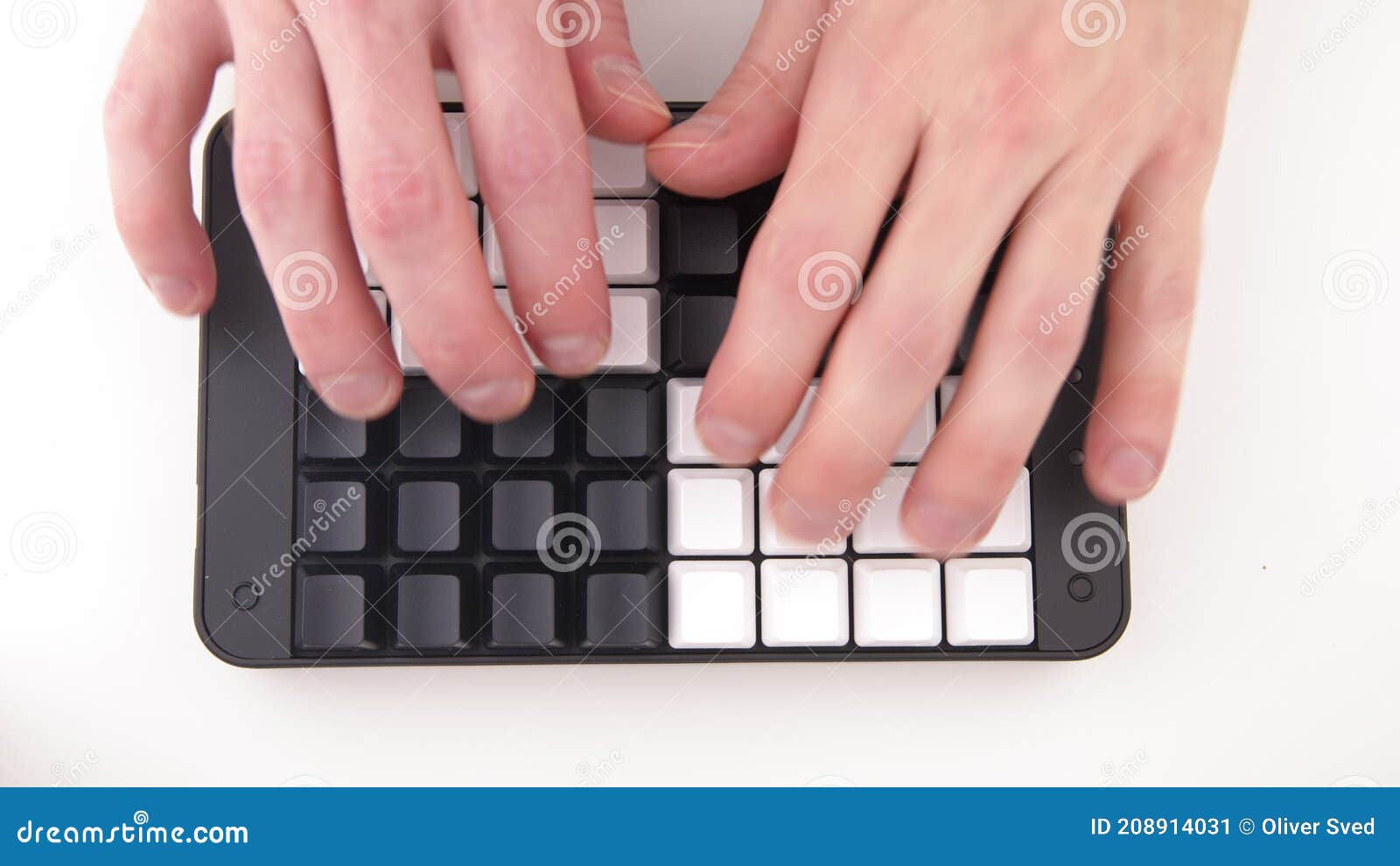 Hands Typing Fast on Unlabeled Keyboard Stock Image - Image of device ...
