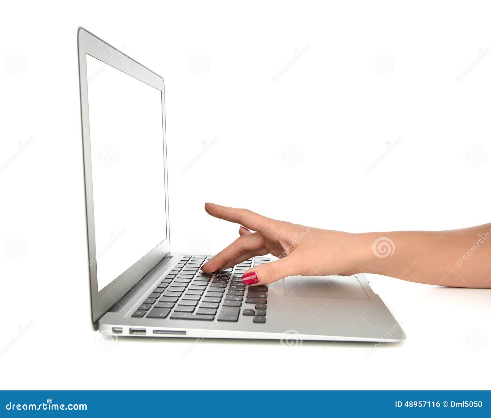 Hands Typing on Keyboard Computer Laptop with Blank White Space Stock ...