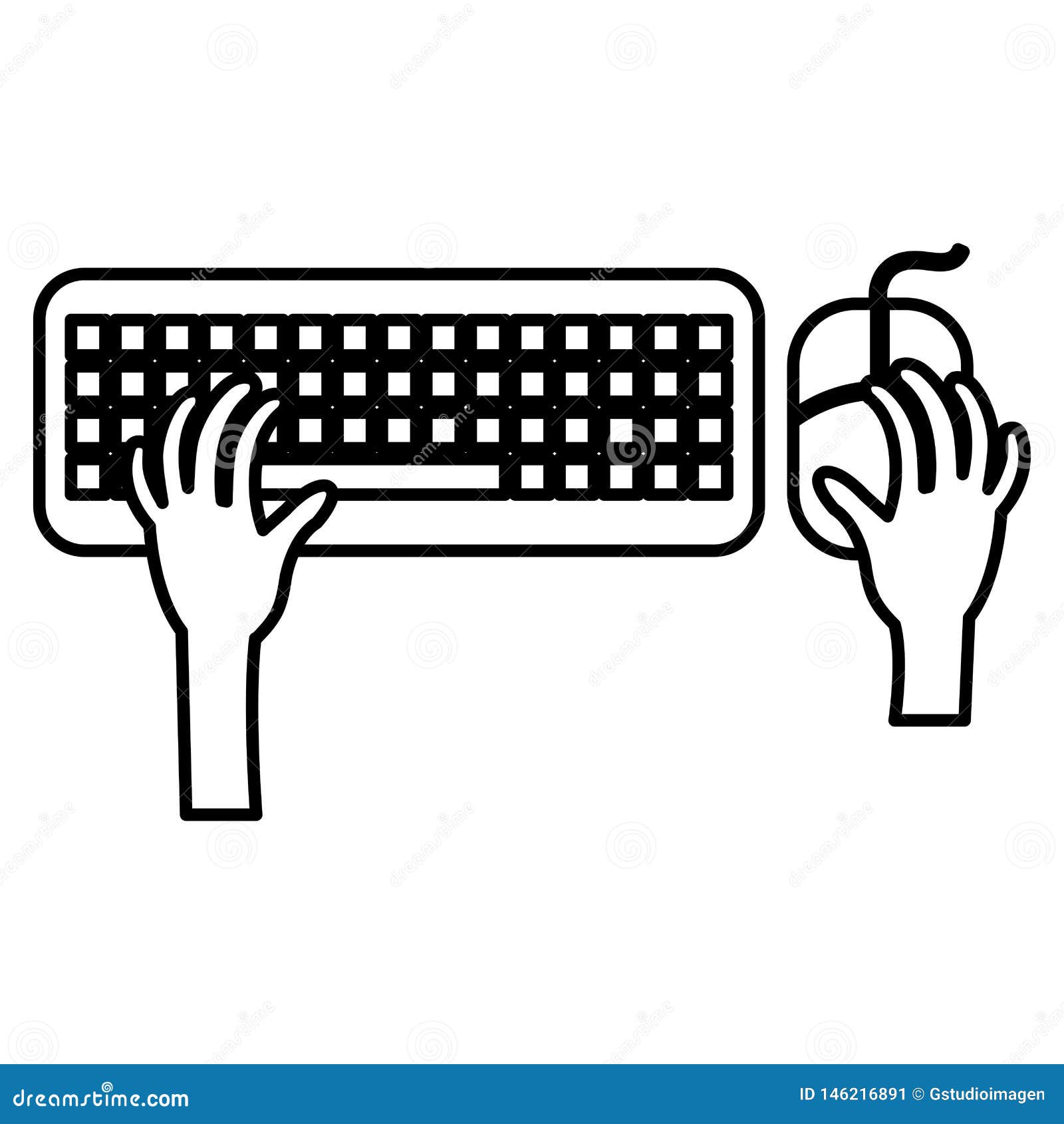 Hands Typing in Keyboard and Mouse Stock Illustration - Illustration of ...