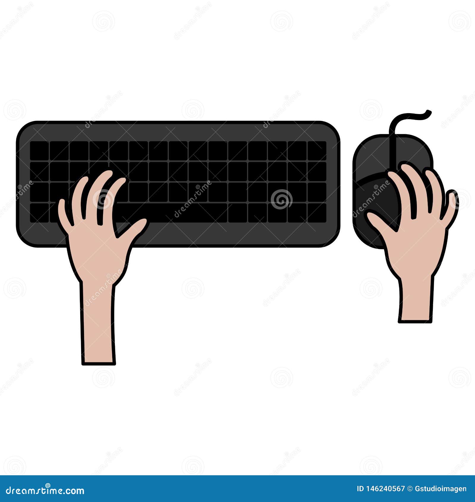Hands Typing in Keyboard and Mouse Stock Illustration - Illustration of ...