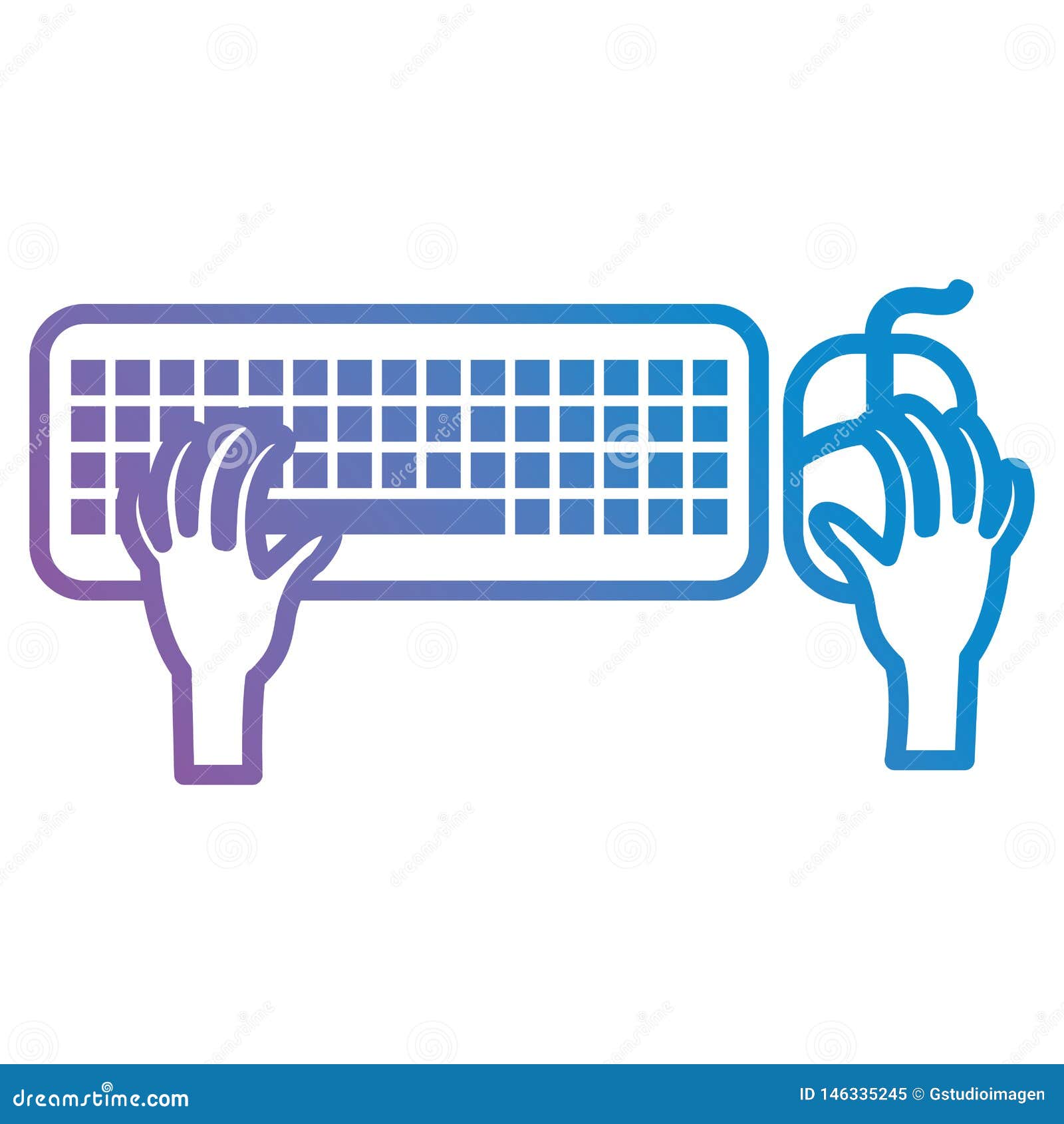 Hands Typing in Keyboard and Mouse Stock Illustration - Illustration of ...