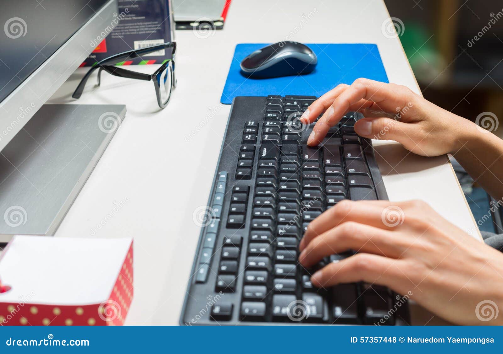 Hands typing on keyboard stock photo. Image of inputting - 57357448