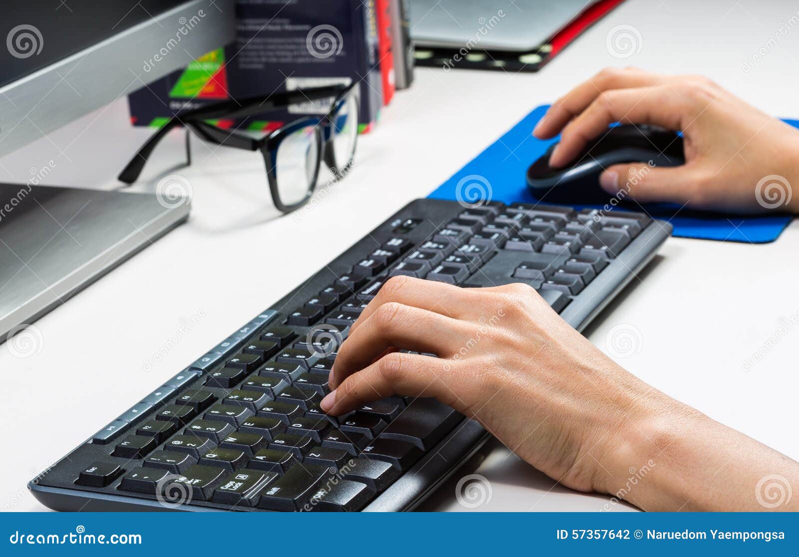 Hands typing on keyboard stock photo. Image of keyboard - 57357642