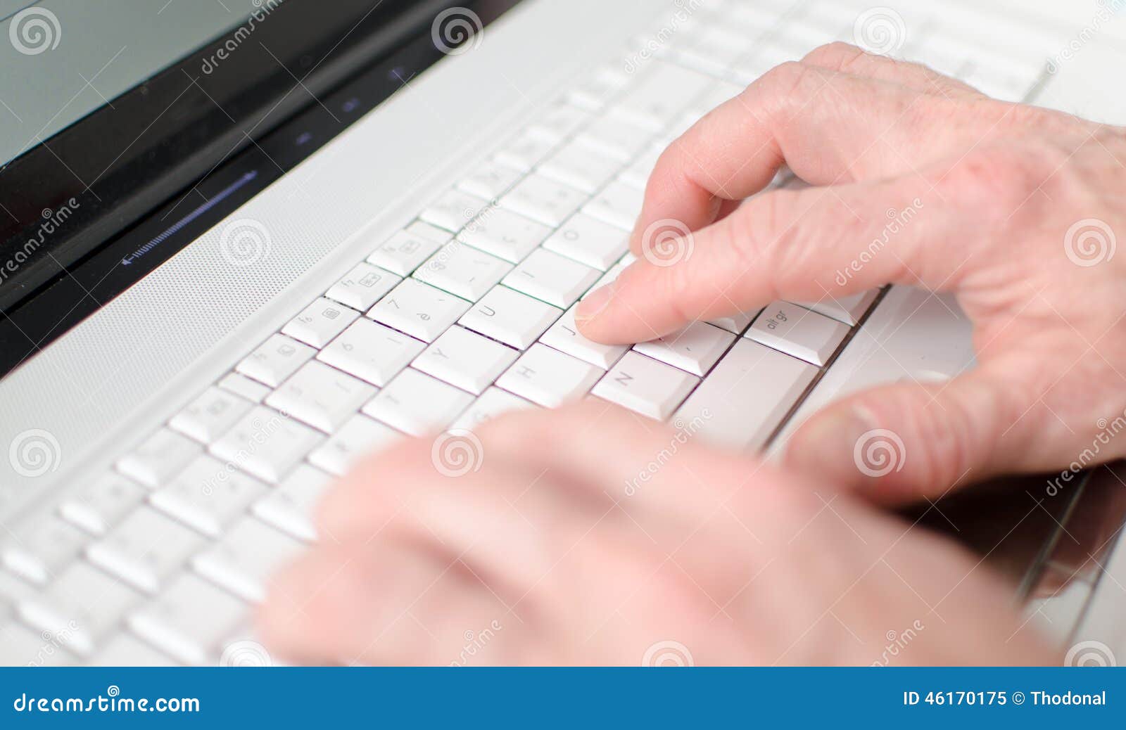Hands typing on a keyboard stock image. Image of online - 46170175