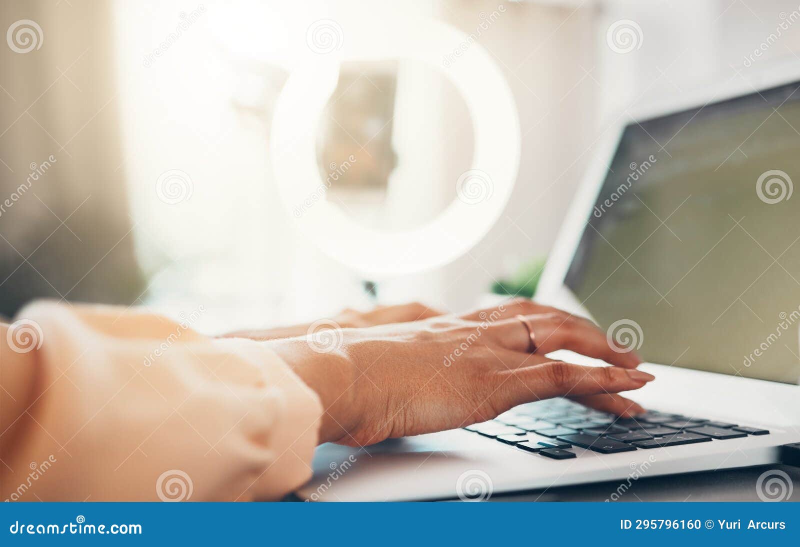 Hands Typing on Laptop, Checking Emails and Browsing the Internet for ...