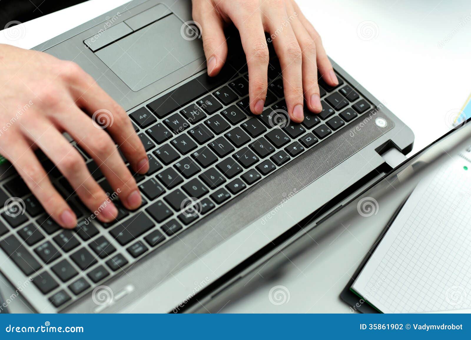 Hands typing on laptop stock photo. Image of computer - 35861902