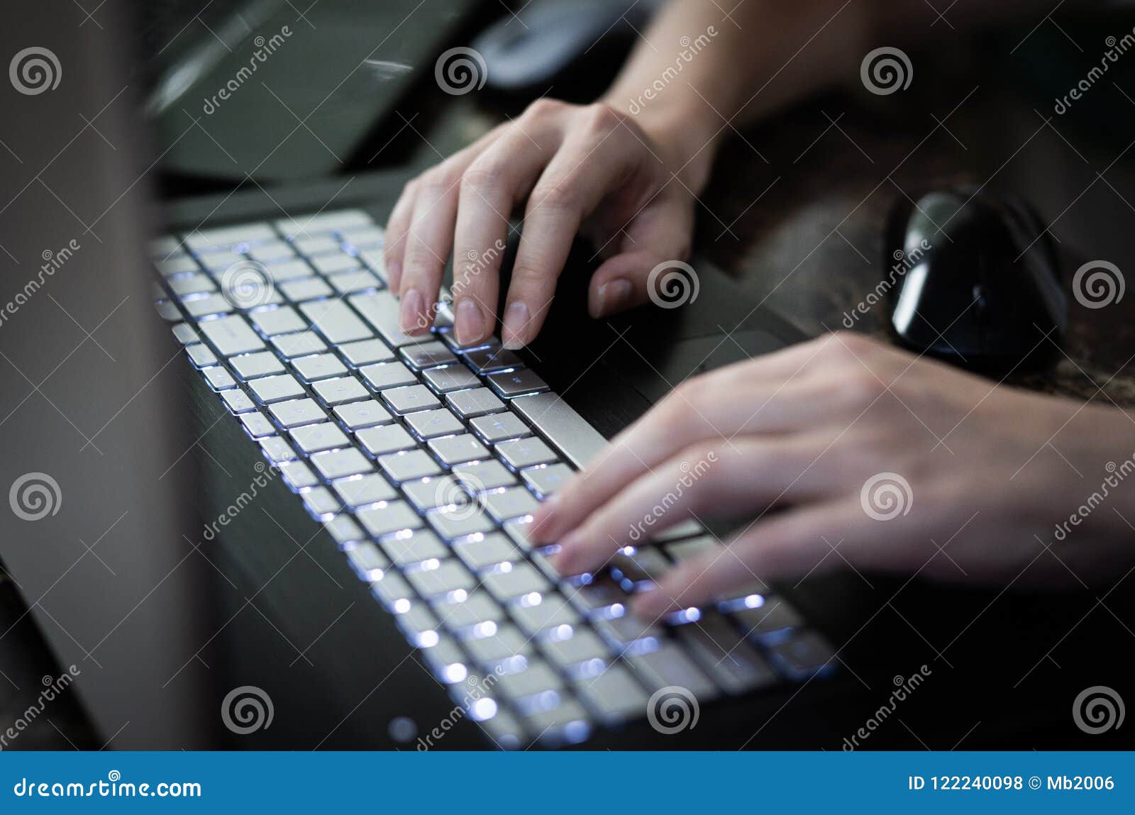 Hands typing on keyboard stock photo. Image of cellphone - 122240098