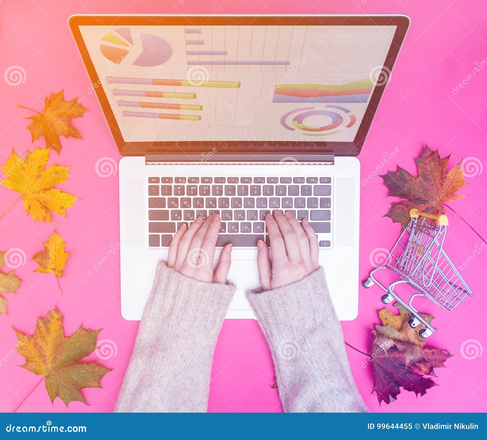 Hands Typing at Laptop Computer with Graphic Projects Stock Image ...