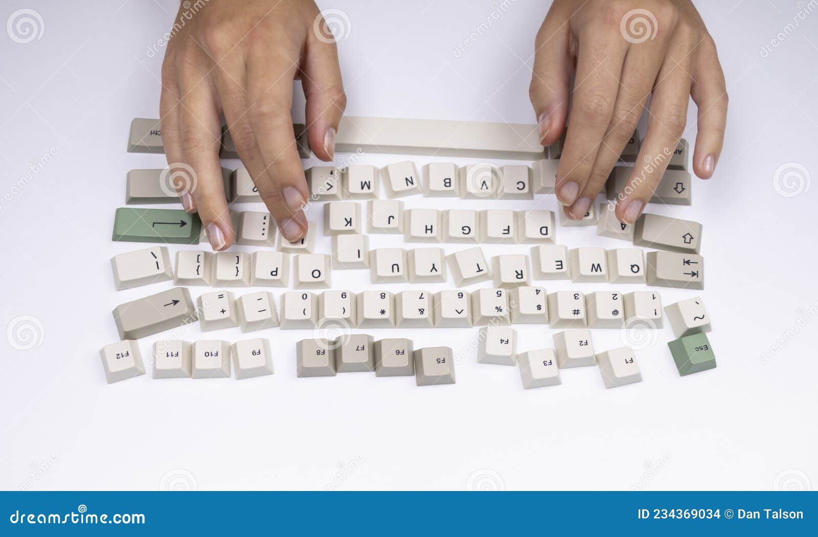 Loose Keyboard Keys with Hands Typing Stock Photo - Image of computer ...