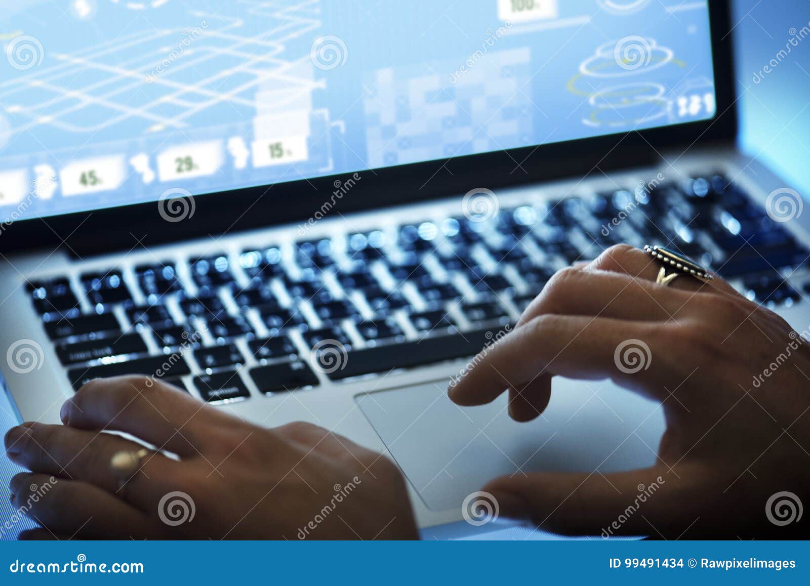 Hands are Typing on Notebook Keyboard Stock Photo - Image of hands ...