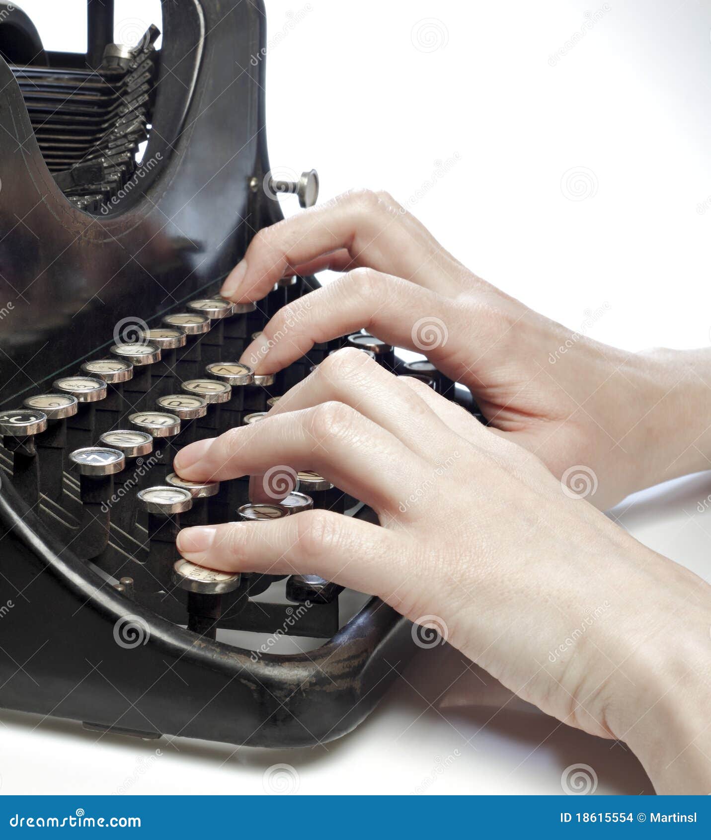 Hands Typing on an Old Style Typewriter. Stock Photo - Image of keys ...