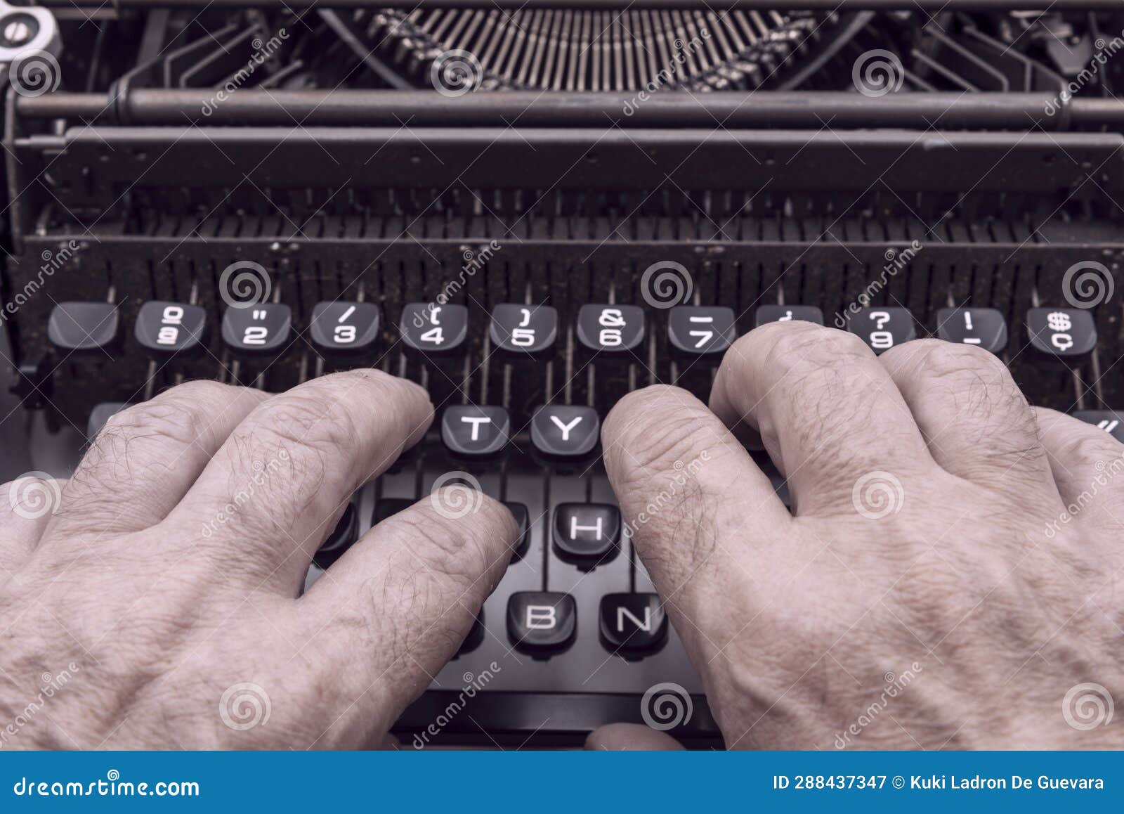 Hands Typing on an Old Typewriter Stock Image - Image of technology ...