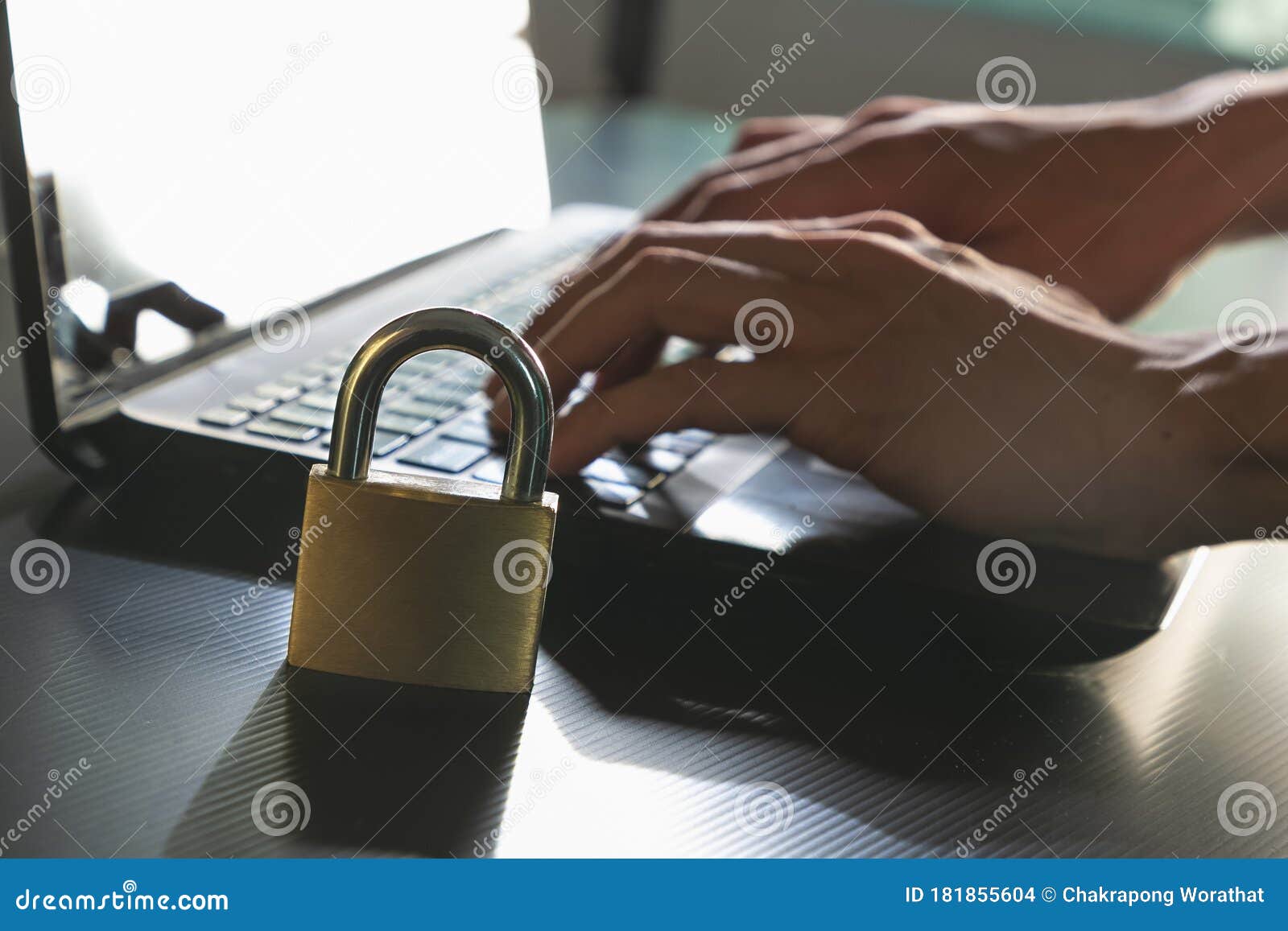 Hands Typing Over the Keyboard on Laptop. Padlock on Laptop Computer ... Hands Typing Over the Keyboard on Laptop. Padlock on Laptop Computer ...