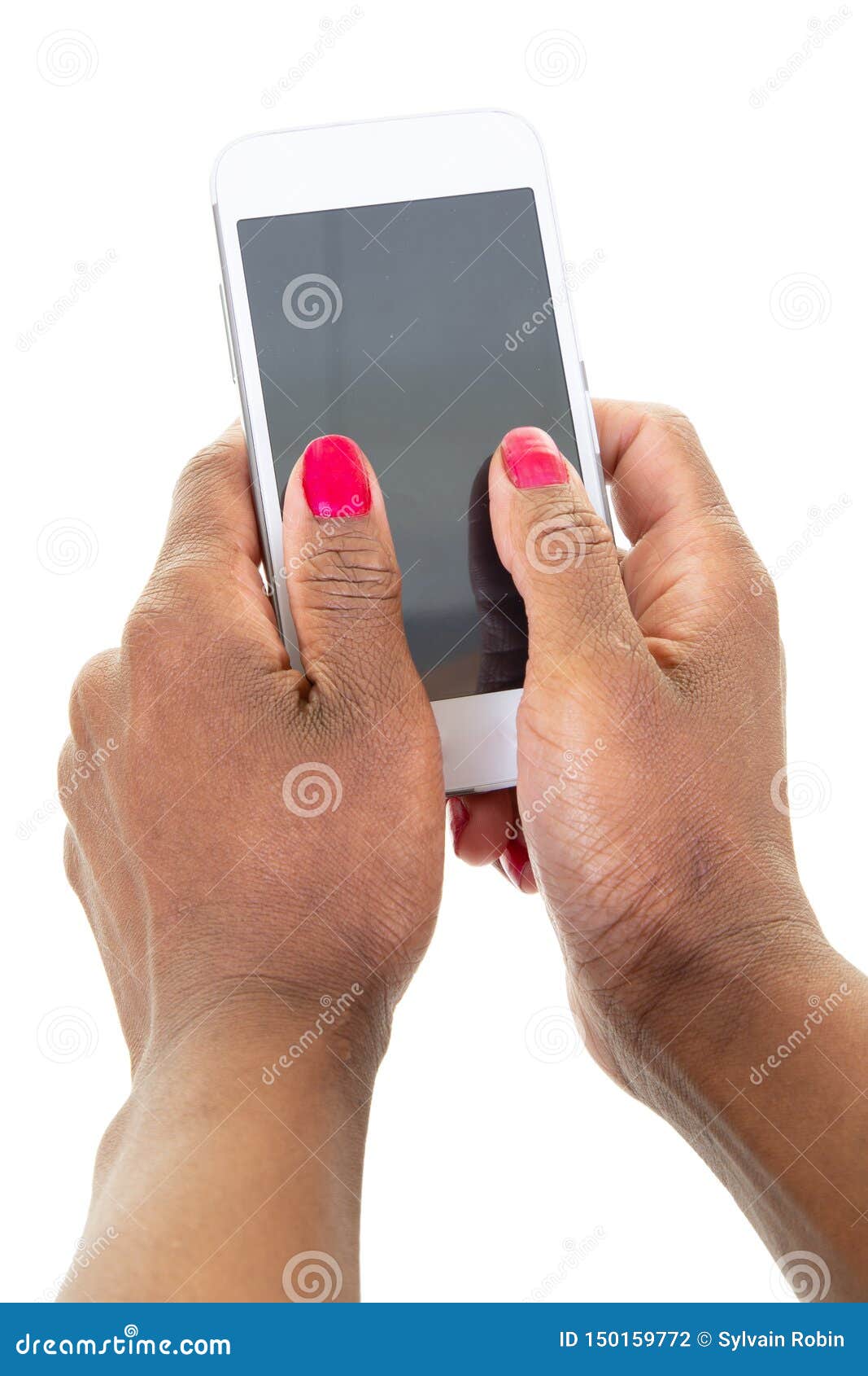 Hands Typing on Phone Black African American Hand Stock Photo - Image ...