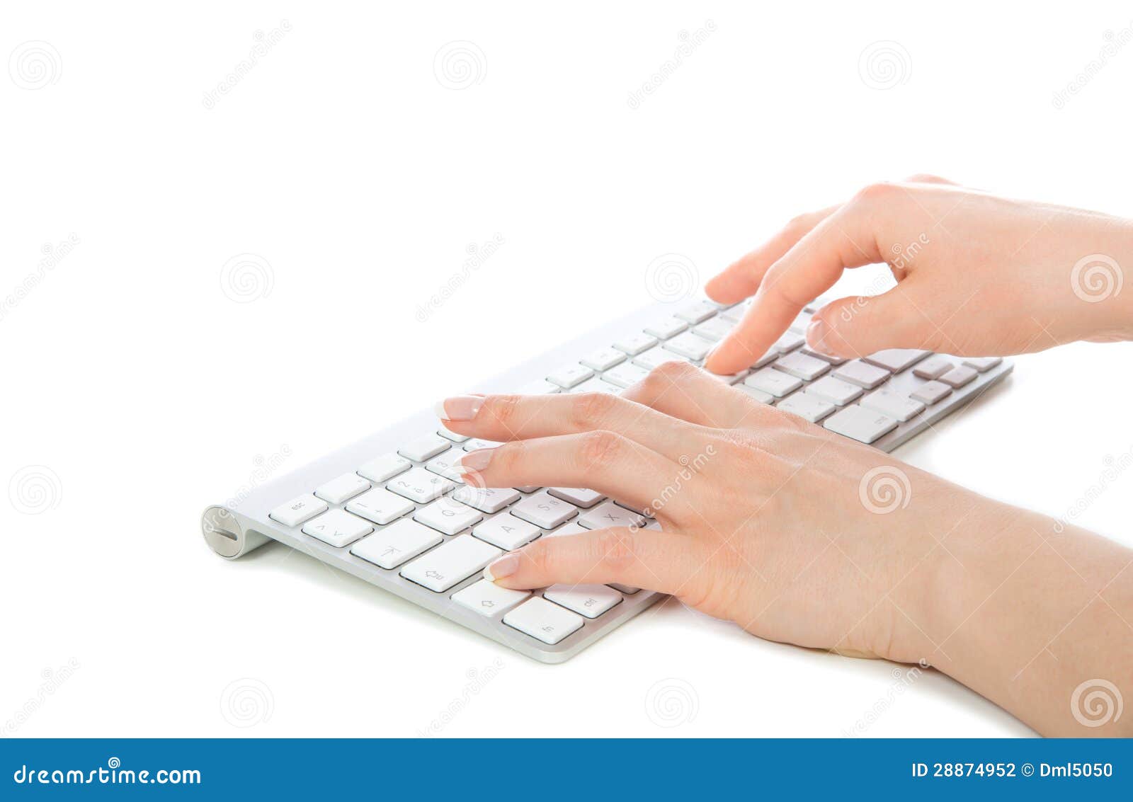 Hands Typing on the Remote Wireless Computer Keyboard Stock Photo ...