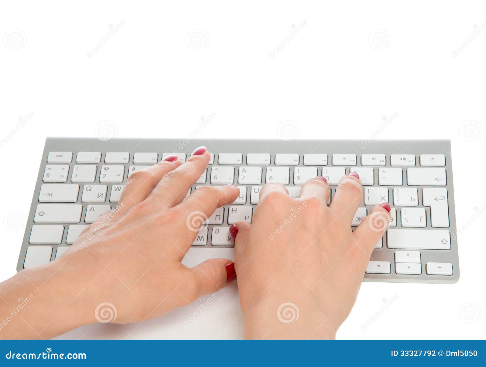 Hands Typing on the Remote Wireless Computer Keyboard Stock Photo ...