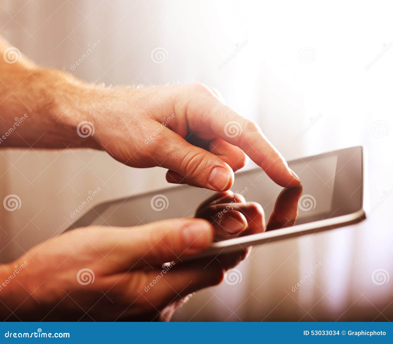 Hands typing on tablet stock photo. Image of book, crystal - 53033034